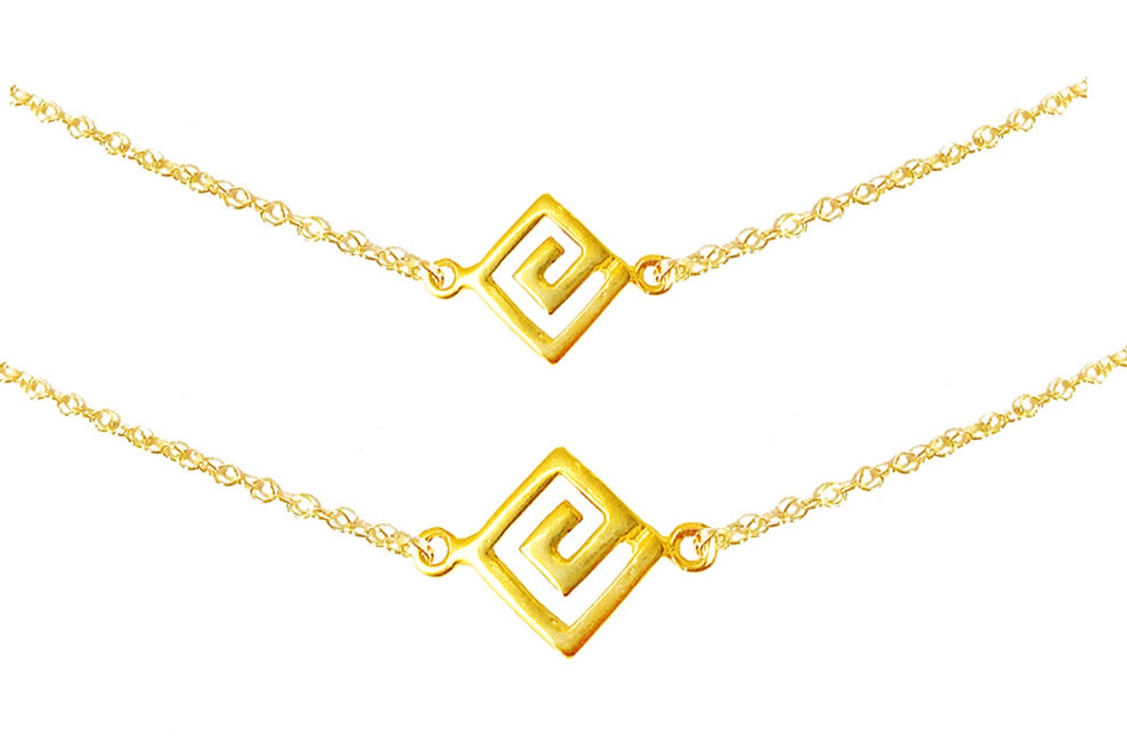 Greek Key Pendant Choker Meander by Ilios on 24K Gold Vermeil Chain or ...