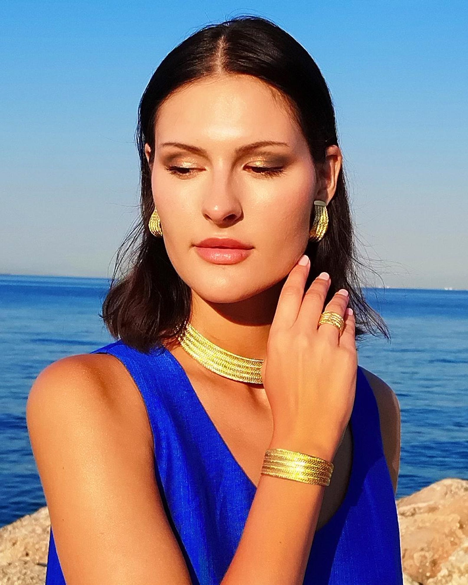Grecian 'golden Age' Choker in 18K Gold-plated Bronze Weave by Ilios ...
