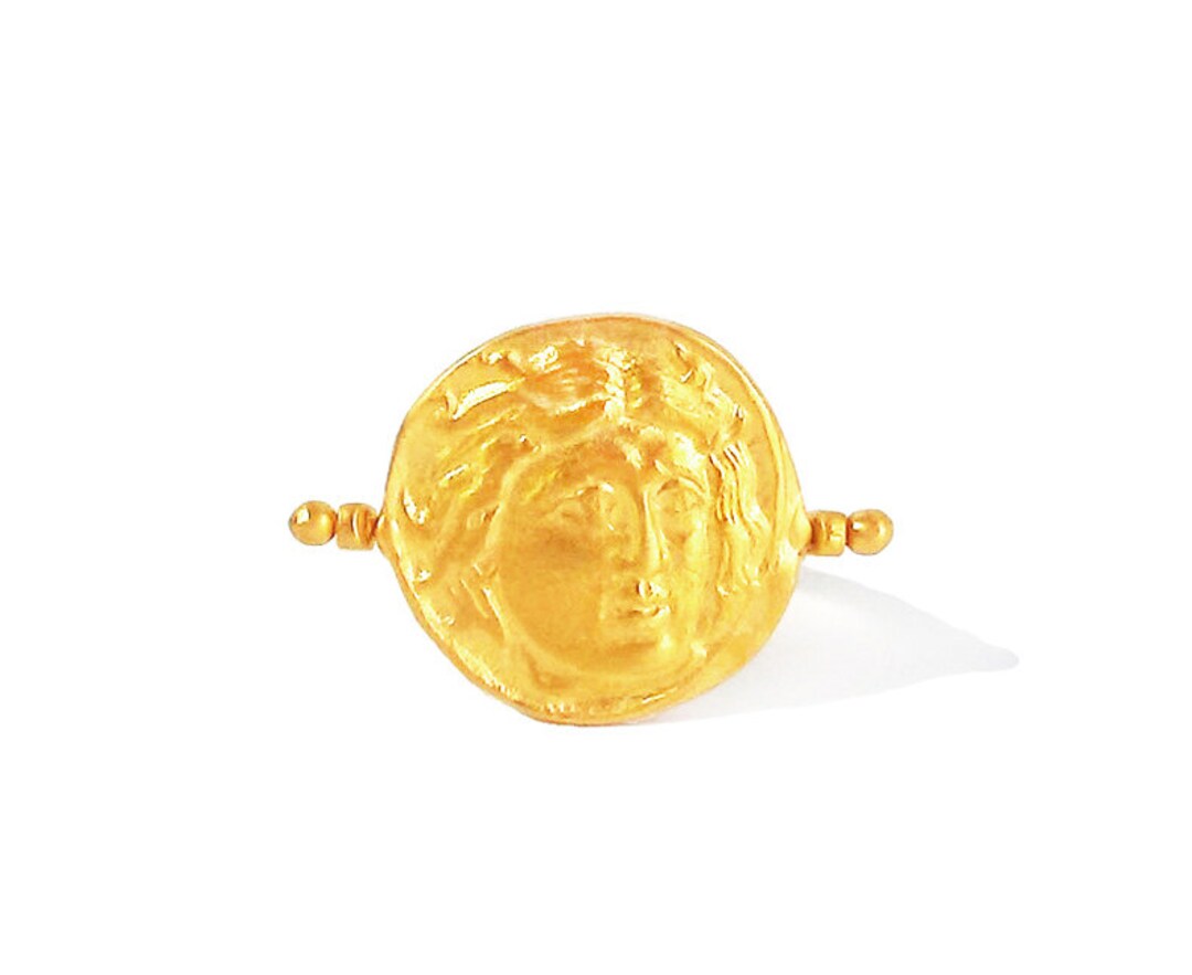 Greek Bronze Lyre Flip Ring With the Greek Sun God ‘helios’, Greek Ring ...
