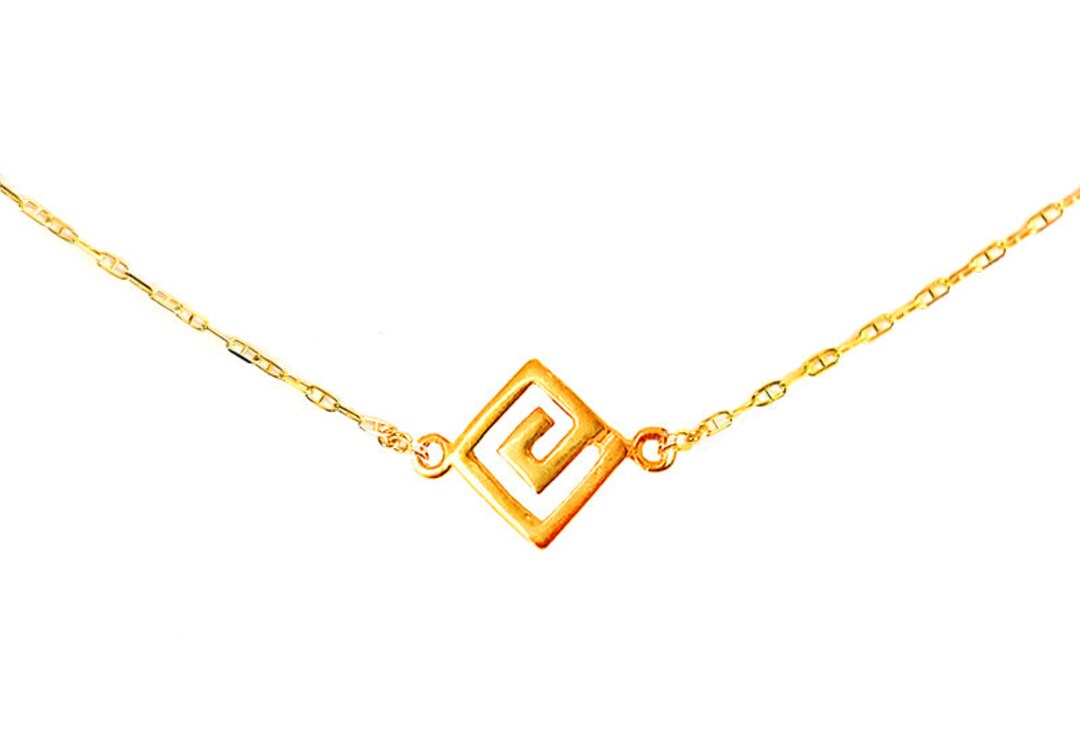 Greek Key Pendant Choker Meander 24K Gold Vermeil by Ilios on Matching ...