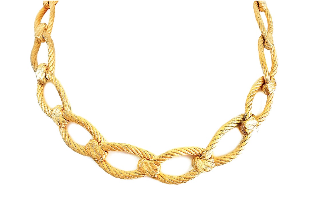 Grecian Golden Age Oval Chain Link Necklace in 18K Gold-plated Bronze ...