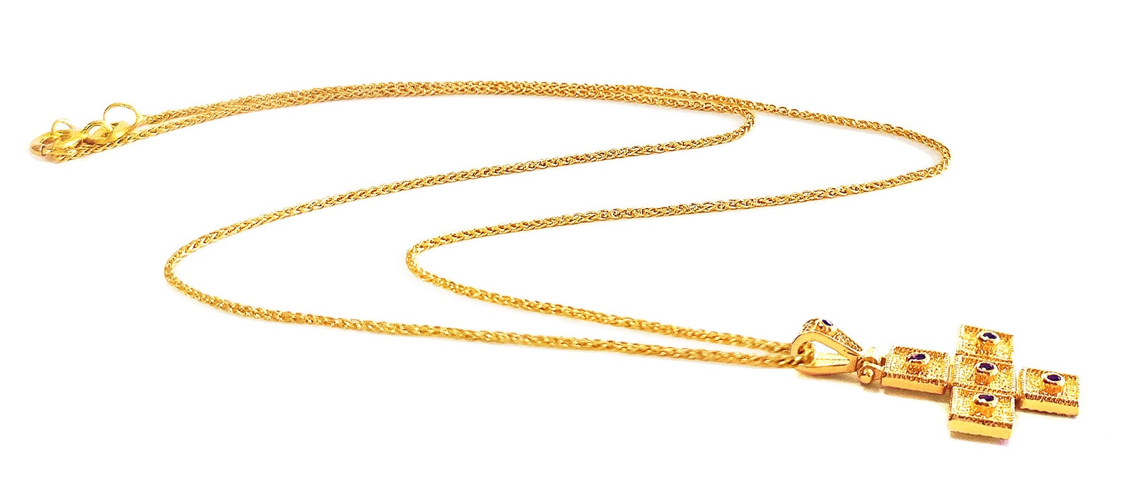 Greek Byzantine Cross With Crystals on Matching Chain by Ilios ...