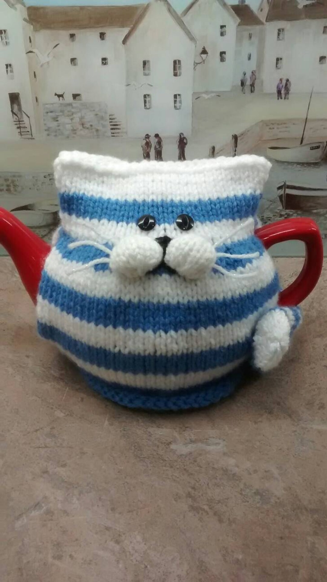 Hand-knitted Cornishware Cat Tea Cosy - Etsy