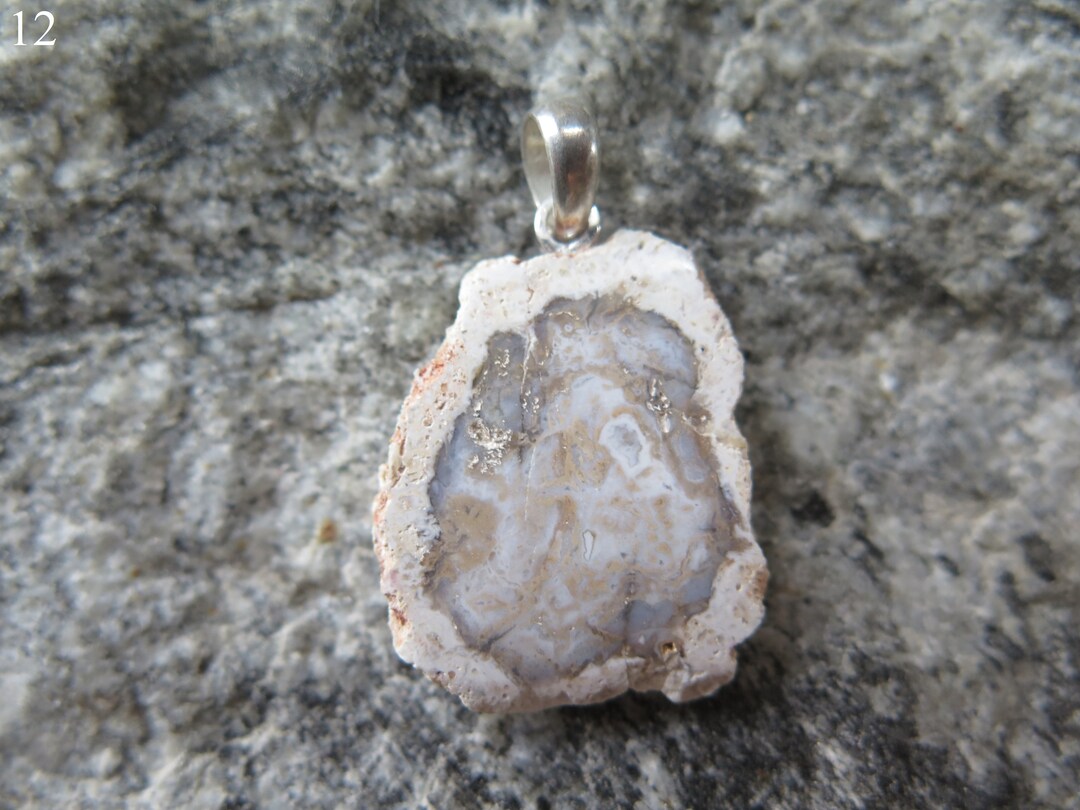 Versteinertes Holz Anhänger Scheibe, mit 925 Silber Öse ...