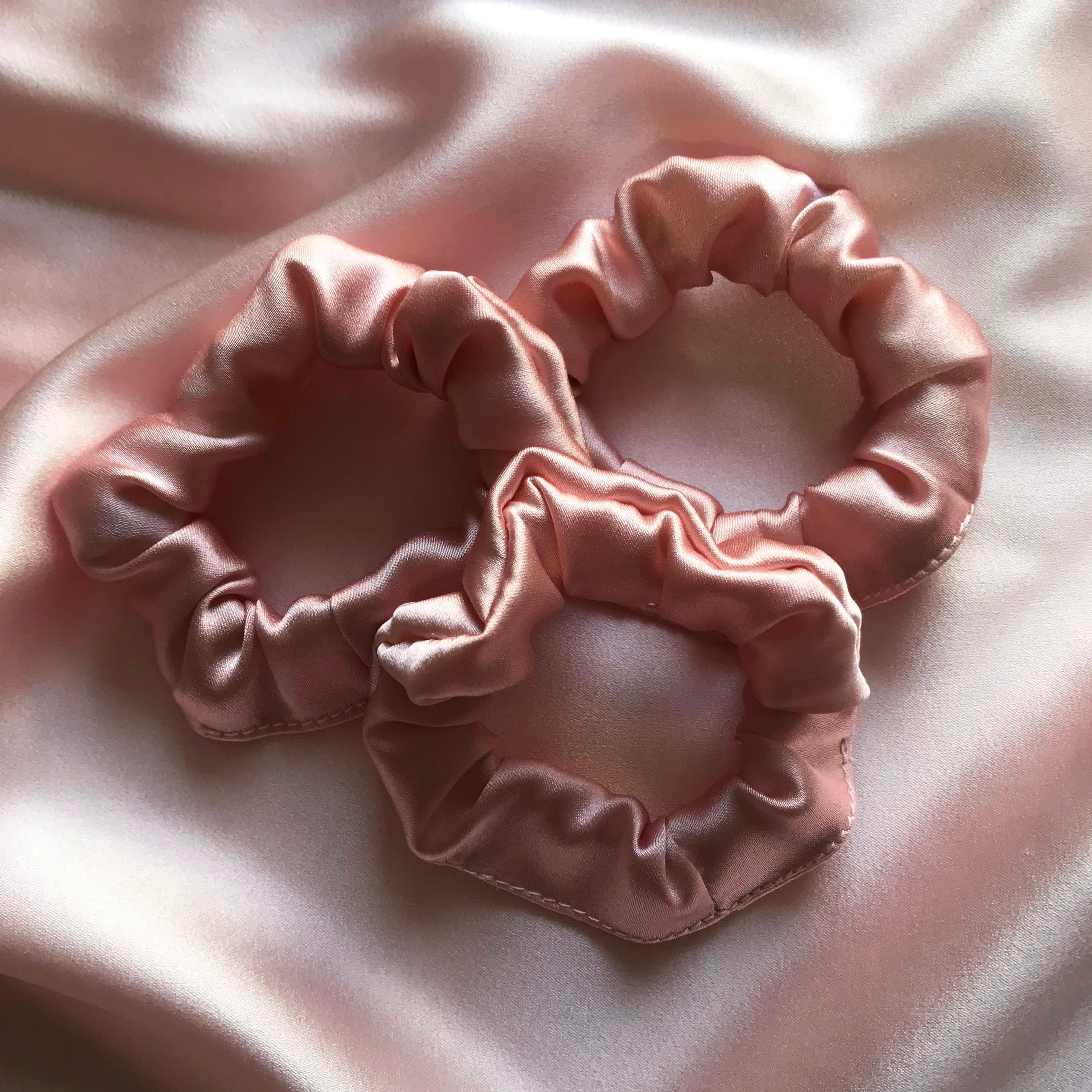 Oyster Pink Silk Satin Mini Hair Scrunchie | Etsy