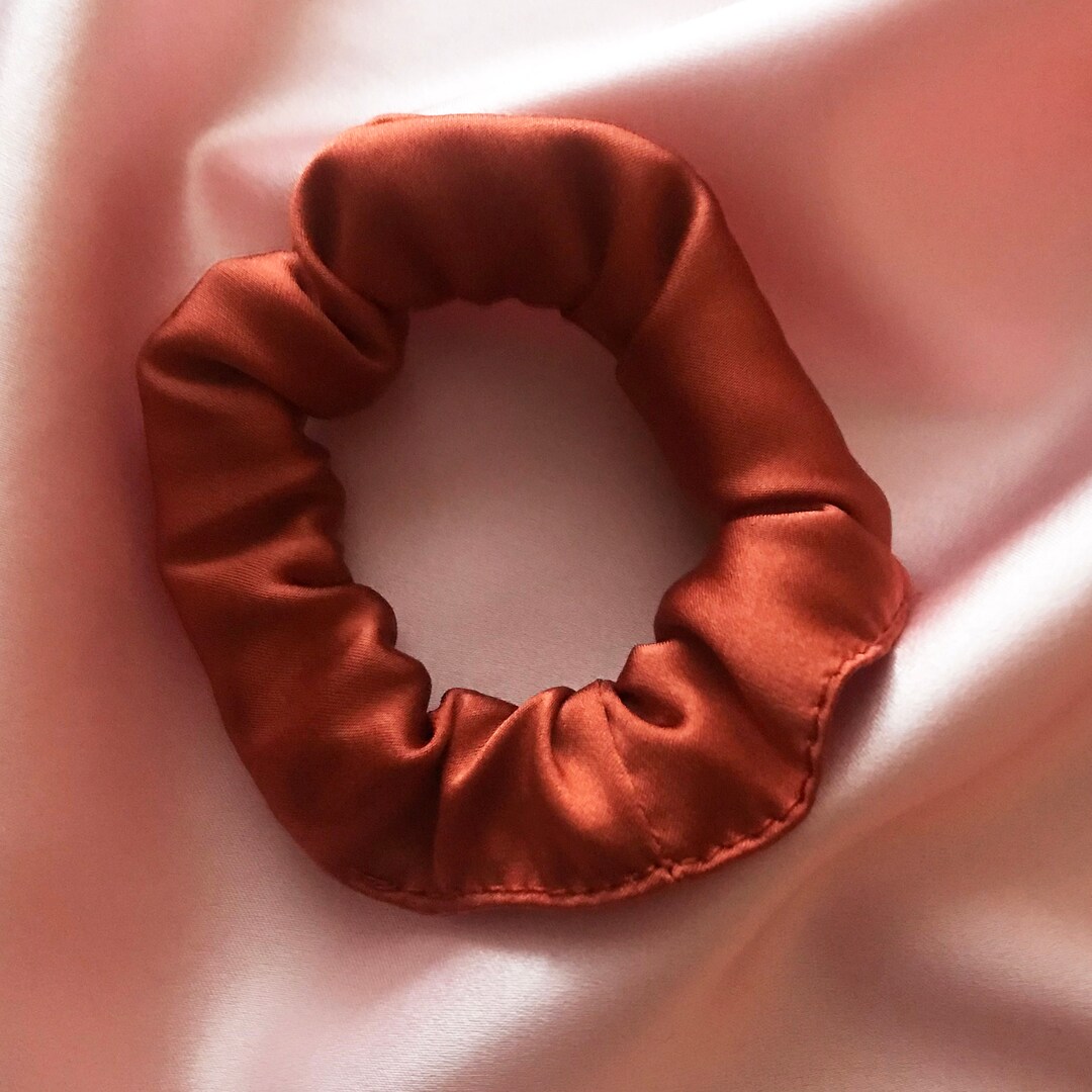 Conker Silk Satin Mini Hair Scrunchie - Etsy UK