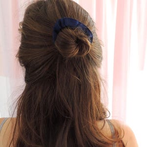 French Navy Blue Real Silk Satin Mini Hair Scrunchie- Sewn in the UK - Etsy