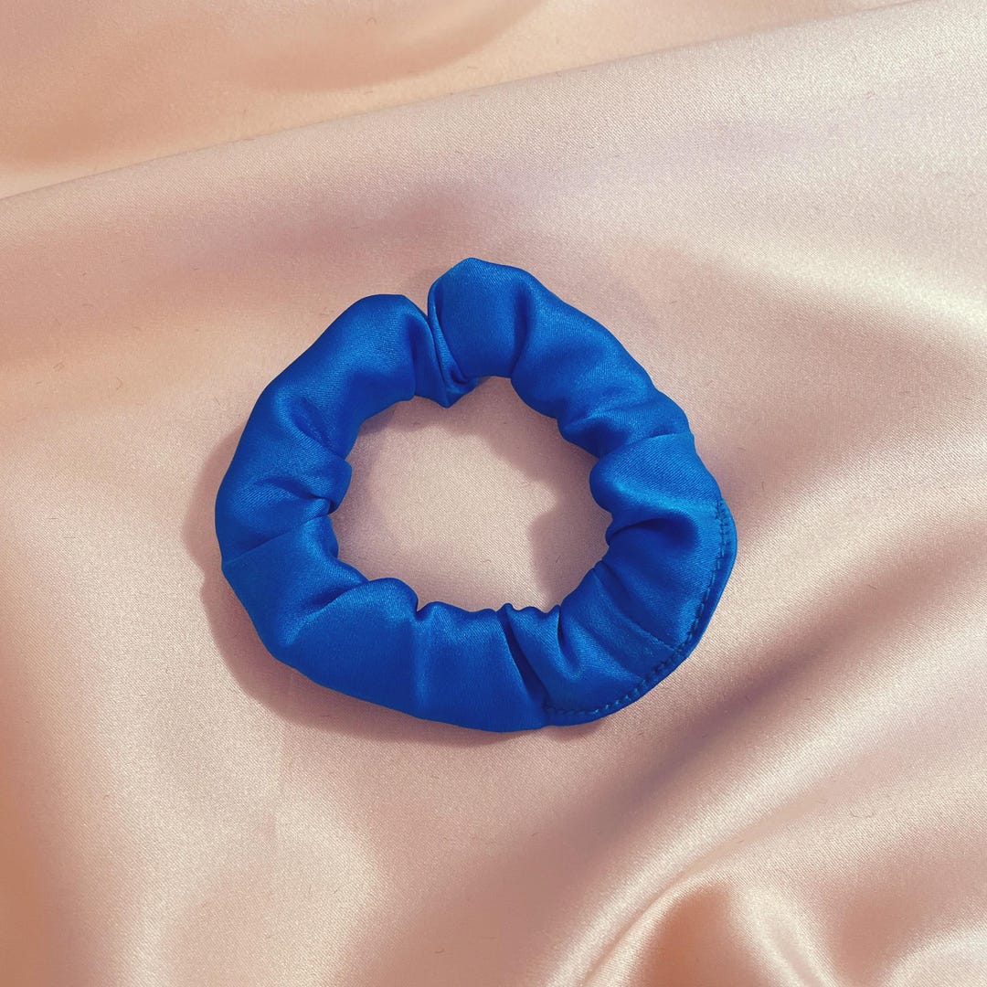 Cerulean Blue Silk Satin Mini Hair Scrunchie- Sewn in the UK - Etsy
