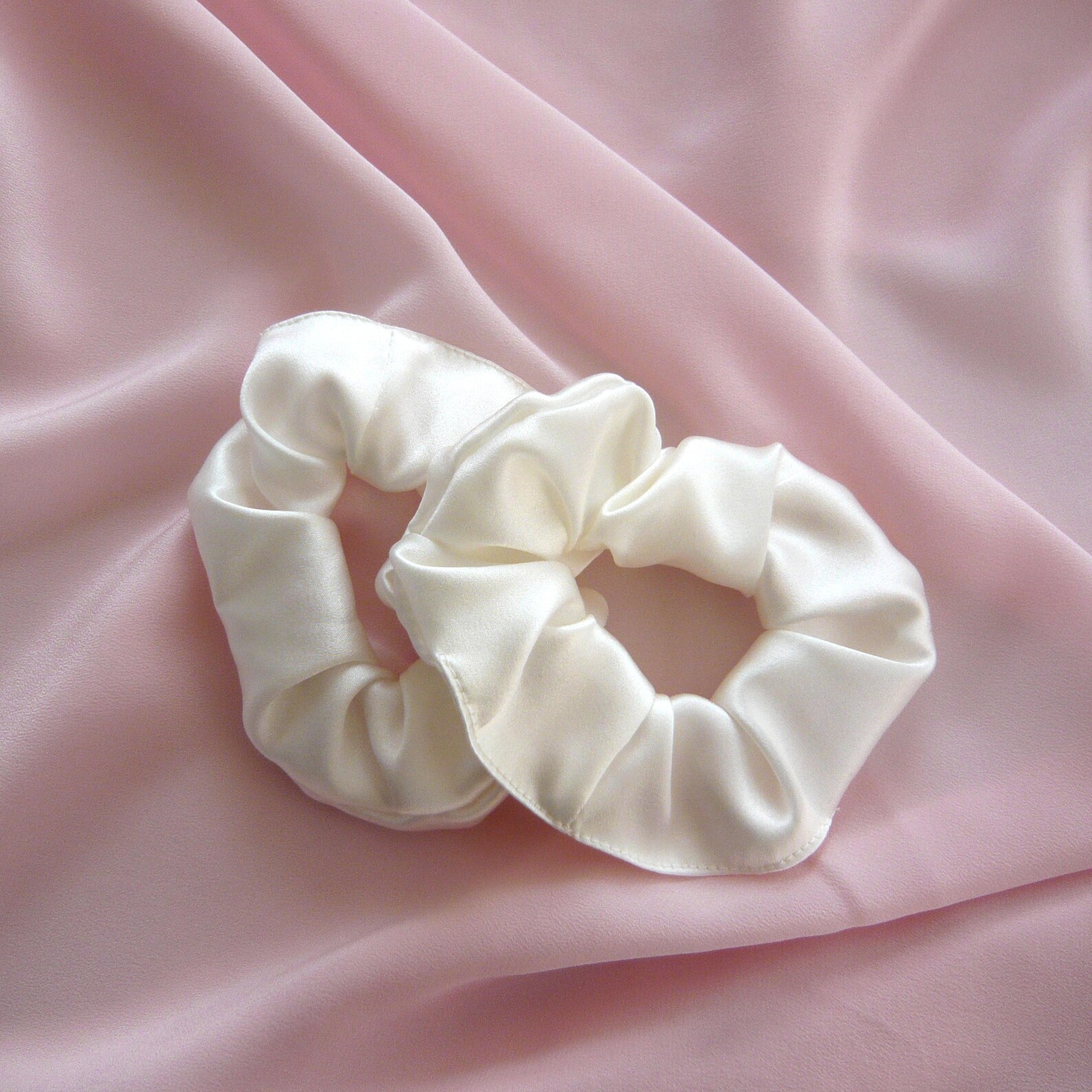 White Ivory Real Silk Satin Hair Elastic Scrunchie- Sewn in the UK - Etsy