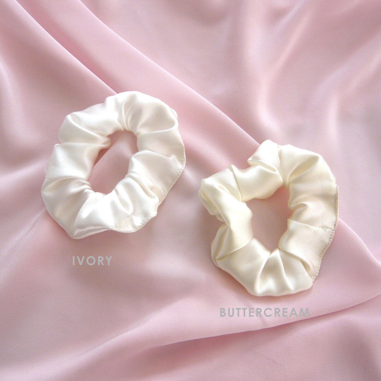 White Ivory Real Silk Satin Hair Elastic Scrunchie- Sewn in the UK - Etsy
