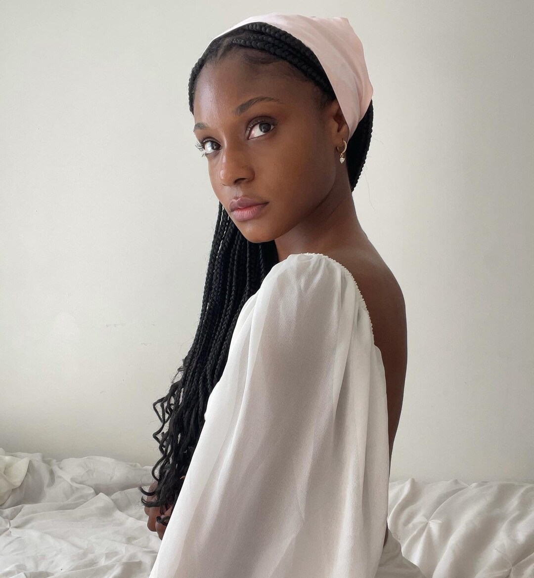Shell Pink Real Silk Audrey Triangle Headscarf- Sewn in the UK From ...
