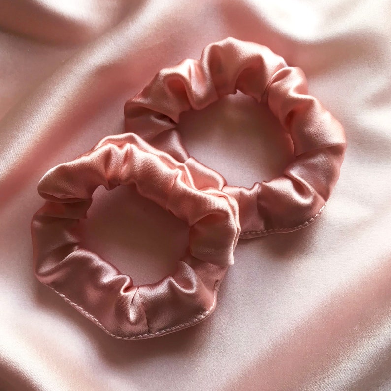 Oyster Pink Silk Satin Mini Hair Scrunchie - Etsy