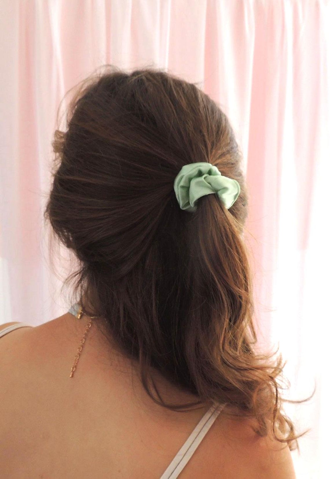 French Navy Blue Real Silk Satin Mini Hair Scrunchie- Sewn in the UK - Etsy