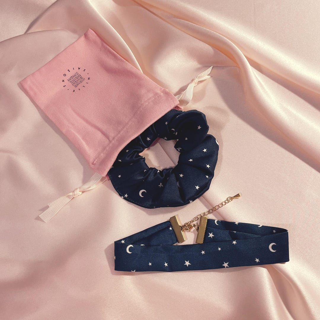 Cosmic Stars Real Silk Choker and Scrunchie Gift Set- Sewn in the UK - Etsy