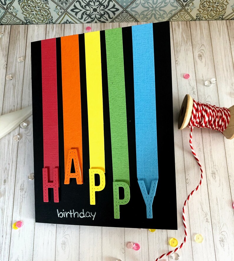Birthday Card Made Hands Happy Birthday Card Colors Painting - Etsy
