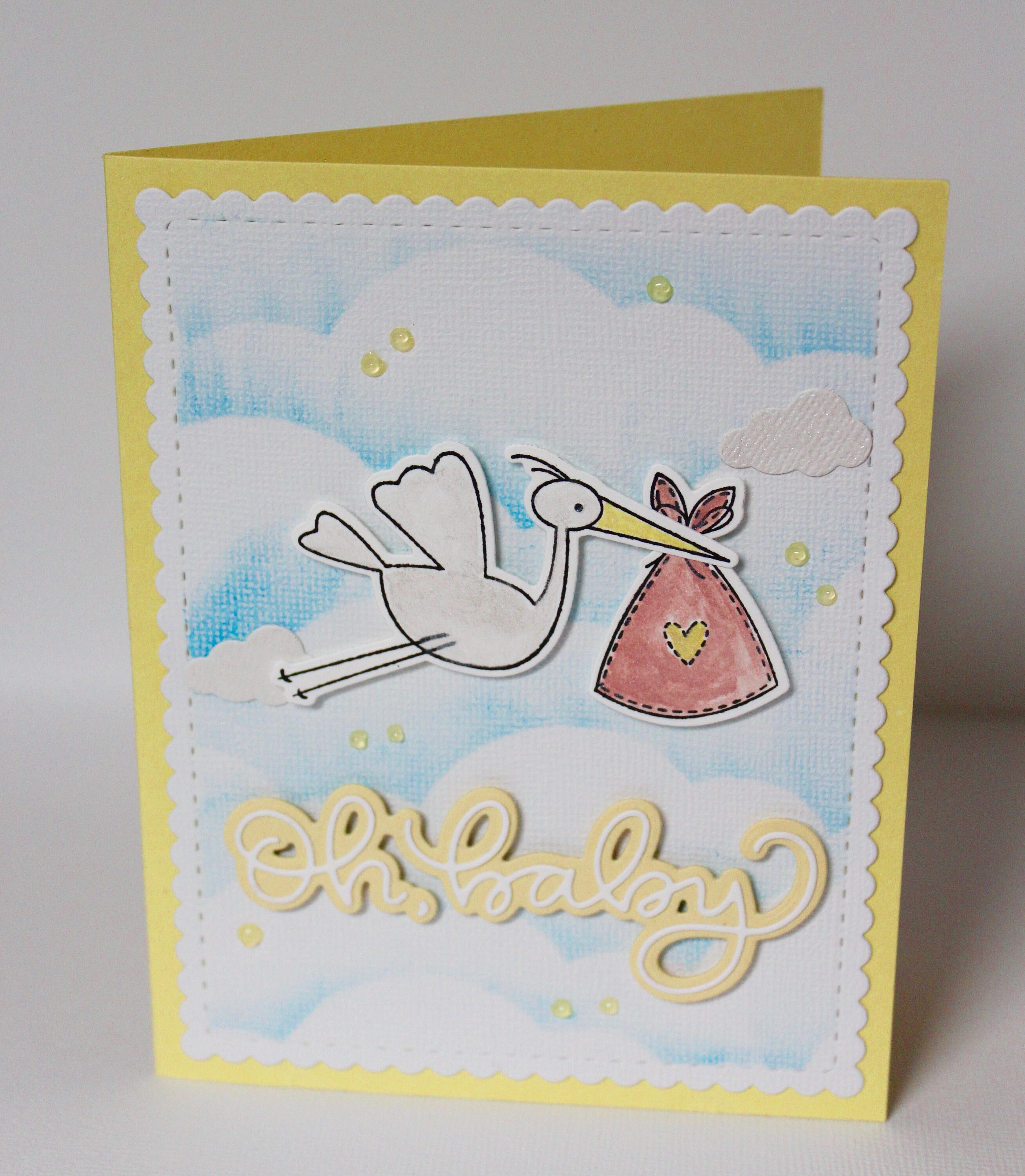 Birth Congratulations Card Birth Announcement Handmade Card - Etsy