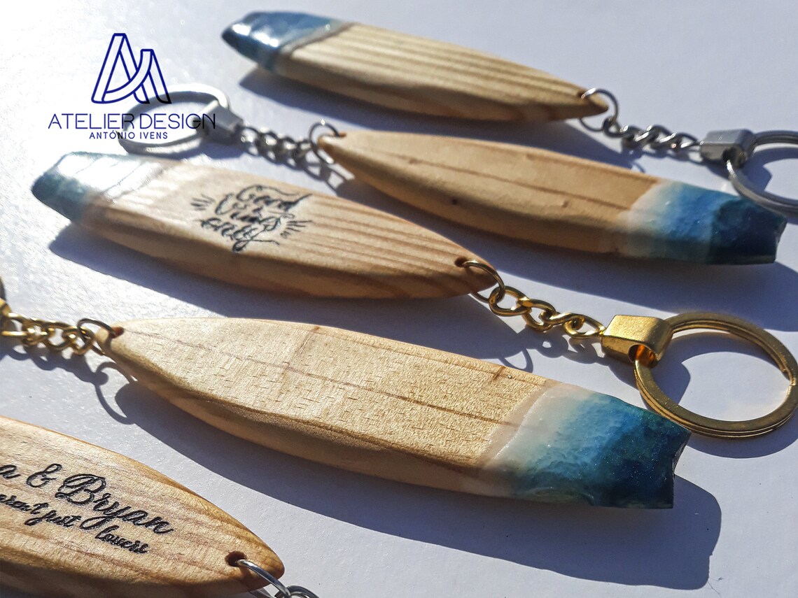 Surfboard keychain wood craft handmade surf summer cool | Etsy