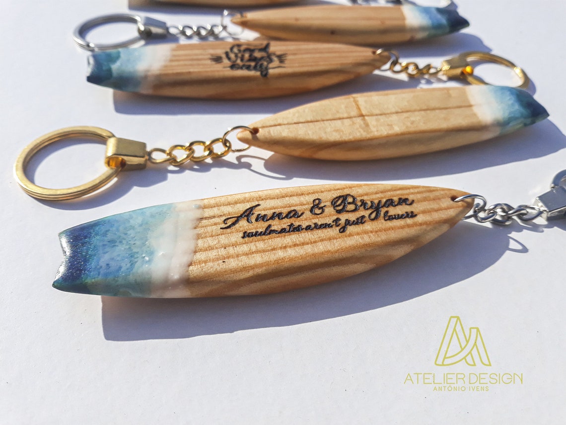 Surfboard keychain wood craft handmade surf summer cool | Etsy