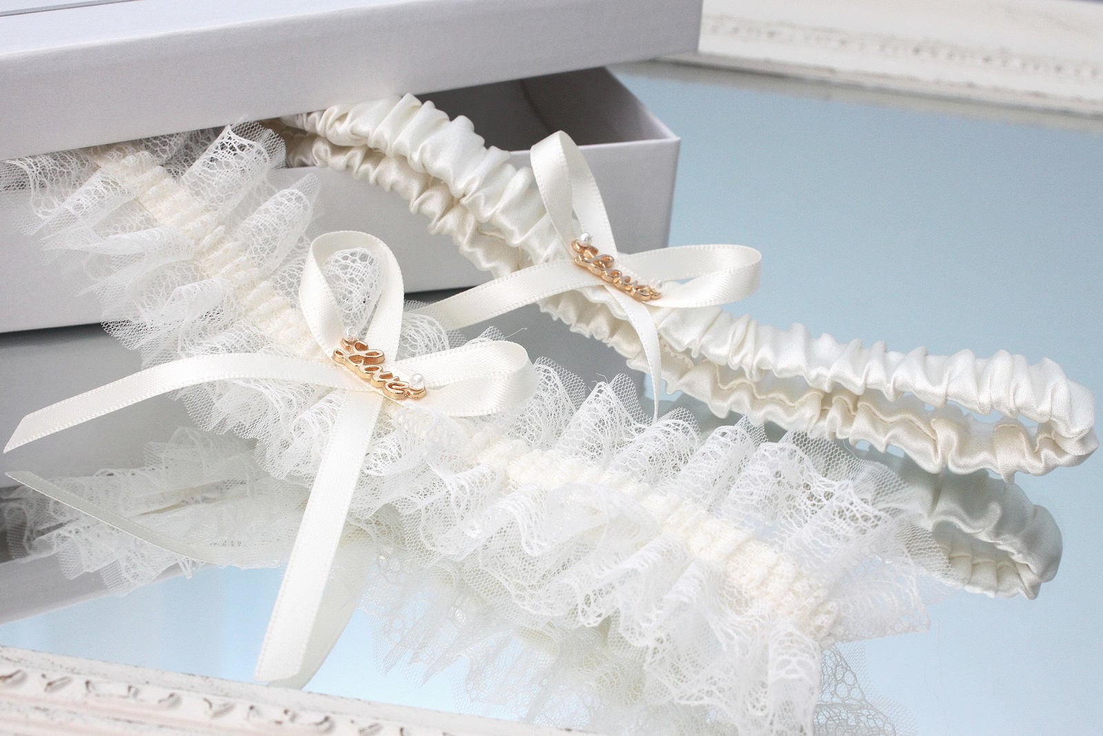 Ivory Garter Set With Gold Ivory Wedding Garter Set Ivory - Etsy