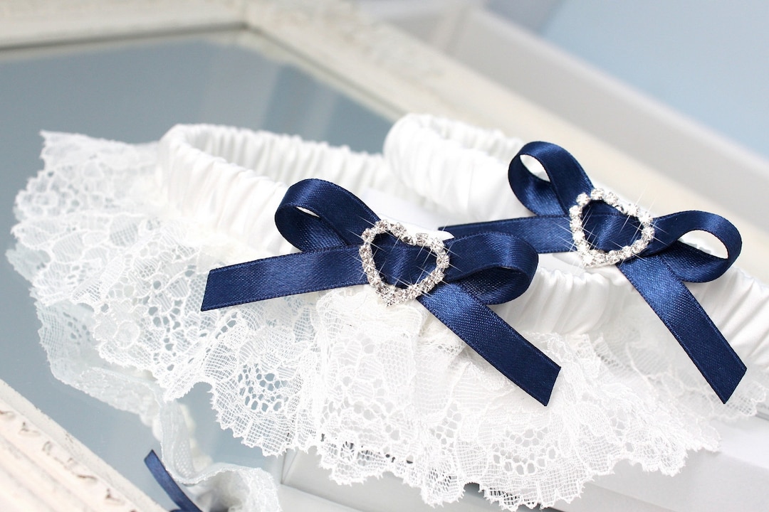 Navy Blue Wedding Garter Set, Navy Blue Garter Set, Navy Blue Wedding ...