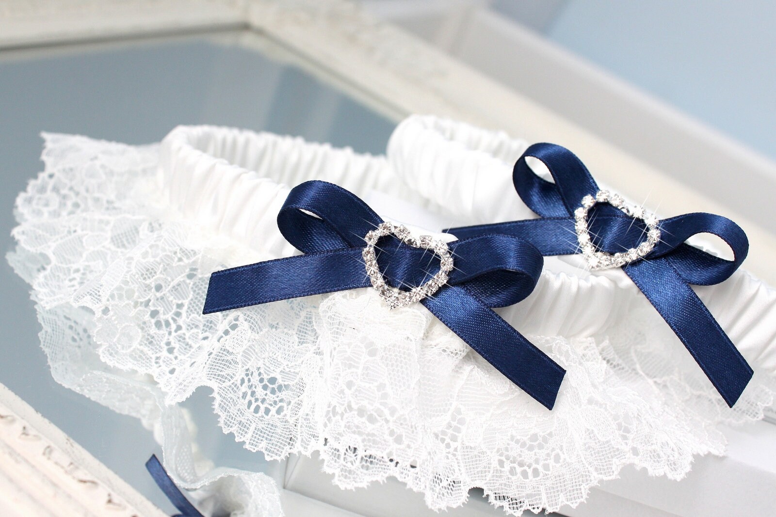 Navy Blue Wedding Garter Set, Navy Blue Garter Set, Navy Blue Wedding ...
