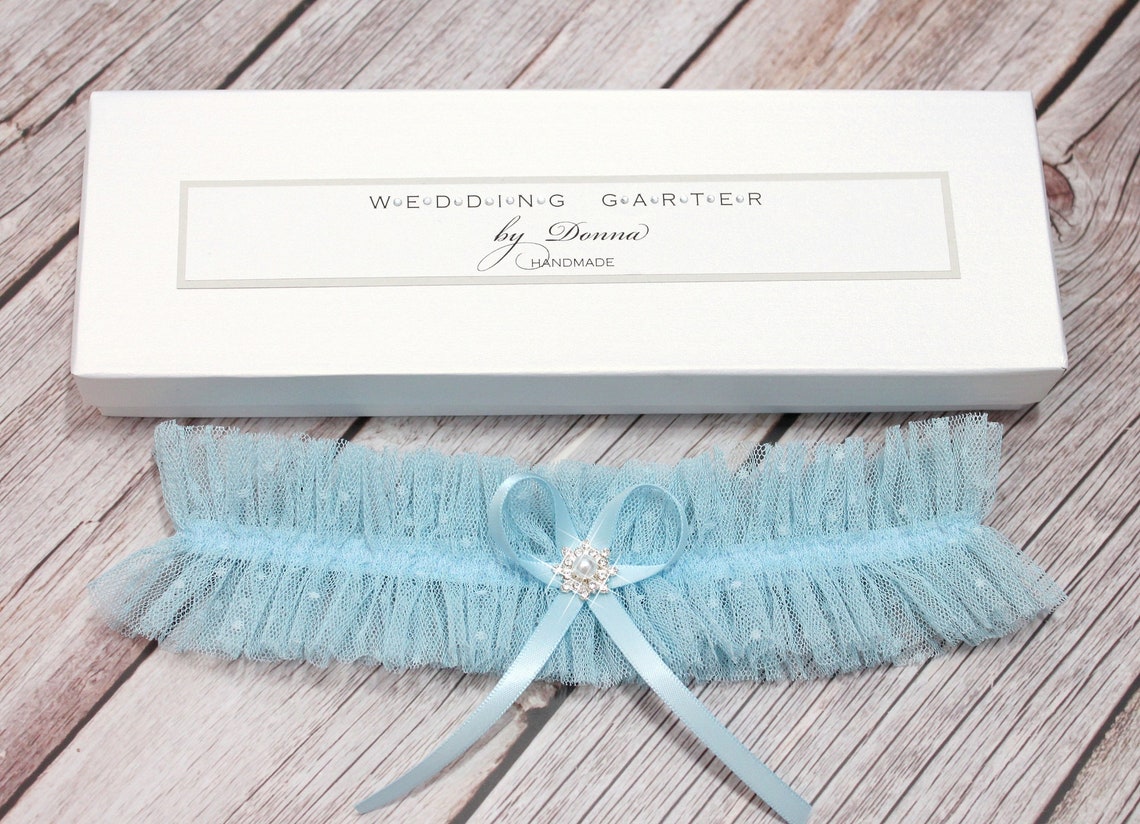 Blue tulle garter something blue for bride something blue | Etsy