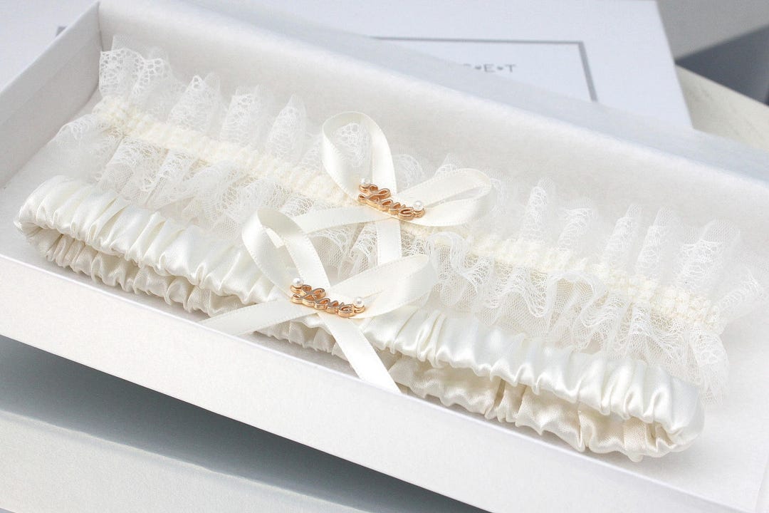 Ivory Garter Set With Gold, Ivory Wedding Garter Set, Ivory Garter Set ...