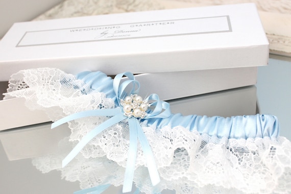 Light Blue Wedding Garter Blue Bridal Garter Blue Lace | Etsy