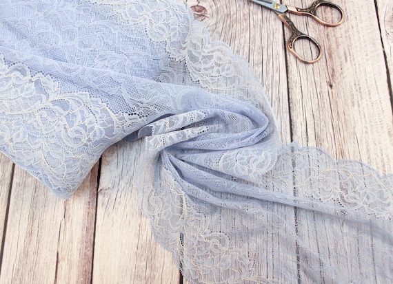 2 Meters Light Blue Lace Trim Wide 21cm Embroidery Stretch Embroidered Lace Trimming Light Blue Etsy UK
