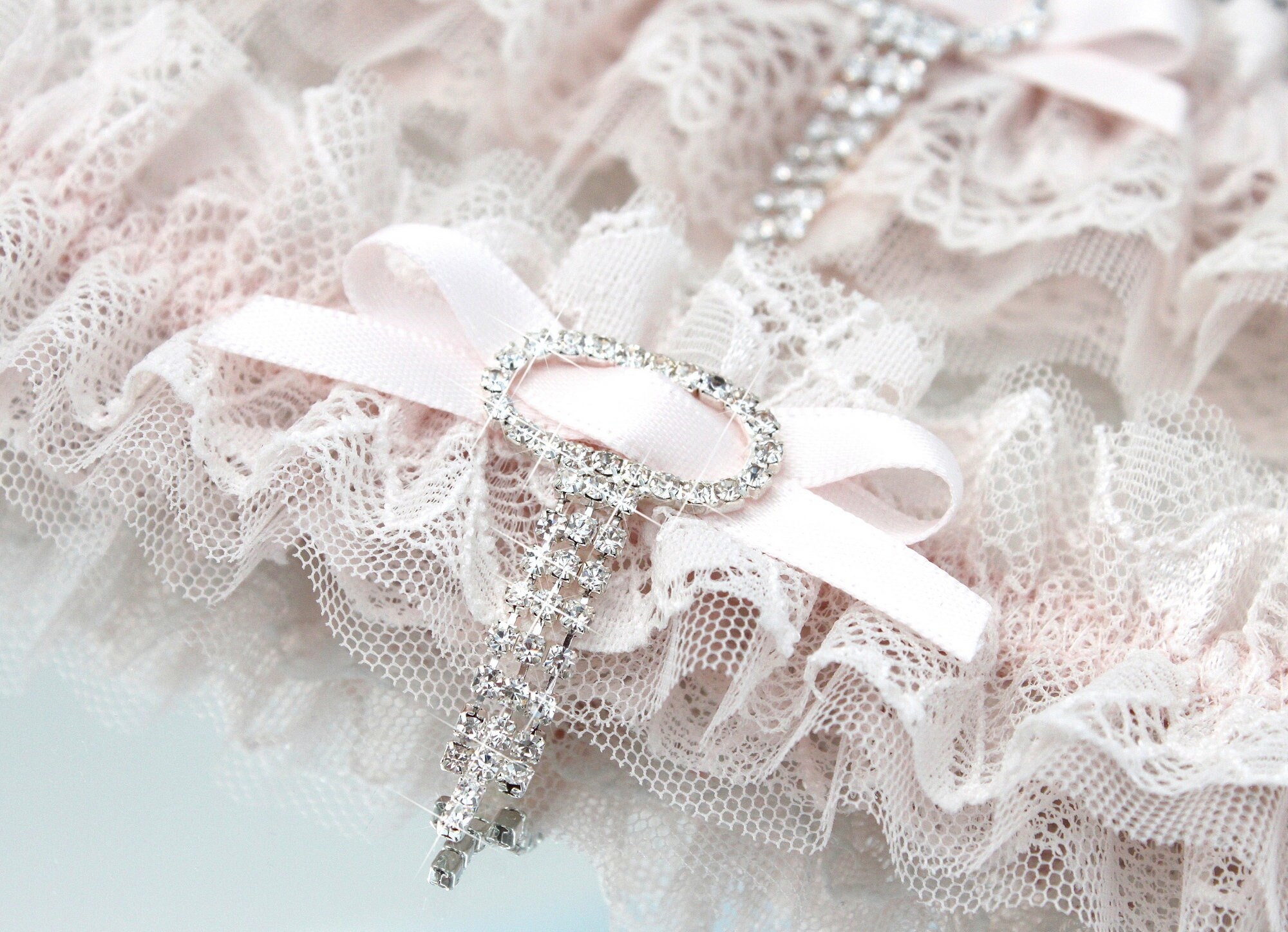 Blush Pink Lace Garter Set, Blush Pink Tulle Garter Set, Blush Pink ...