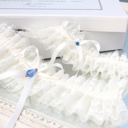 Ivory Lace Wedding Garter With Something Blue Ivory Lace - Etsy