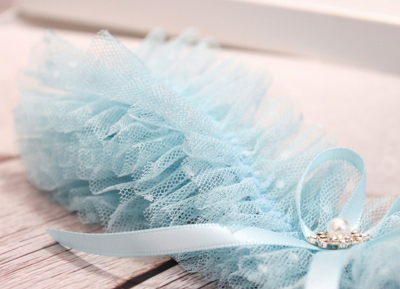 Blue tulle garter something blue for bride something blue | Etsy
