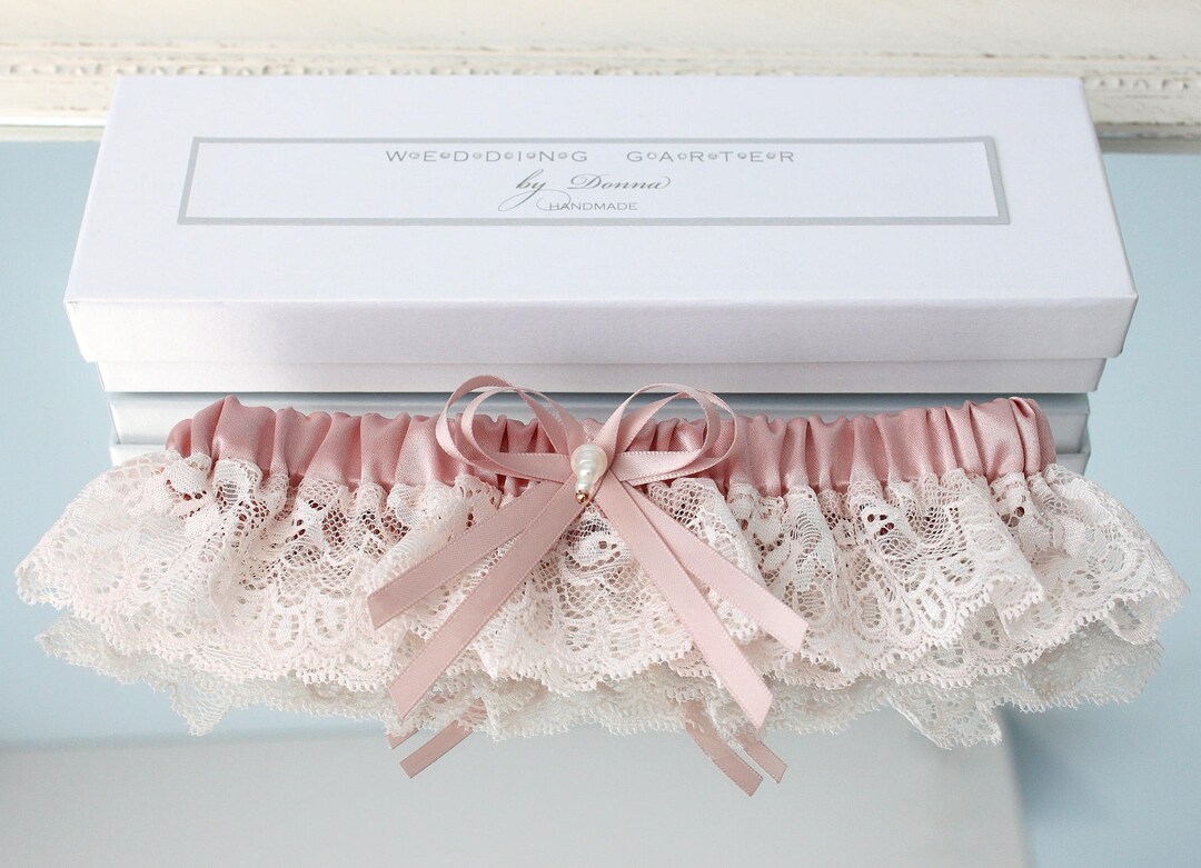 Dusty Pink Lace Garter With Pearls Dusty Pink Wedding Garter - Etsy