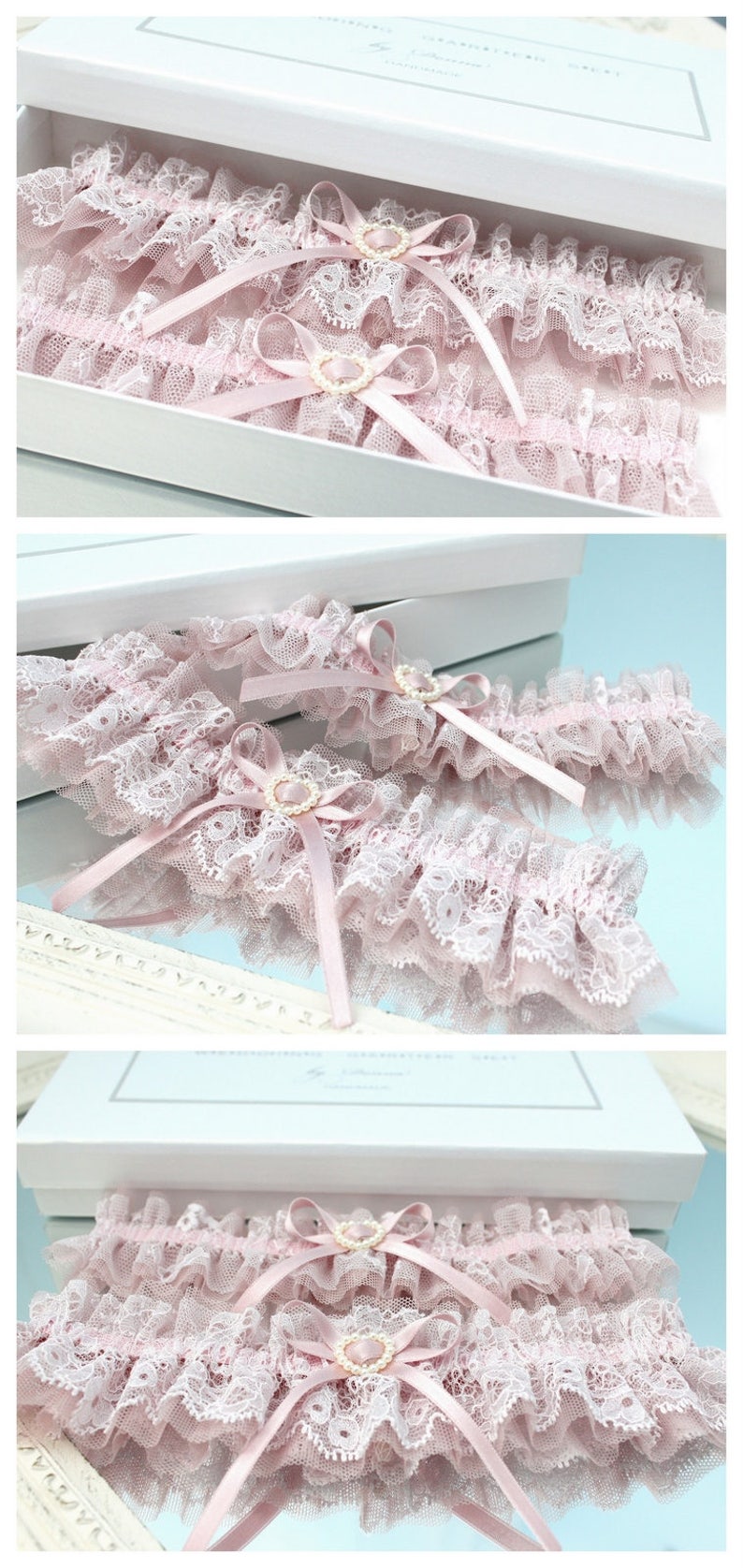 Dusty Pink Lace and Tulle Wedding Garter Set Dusty Rose Lace - Etsy