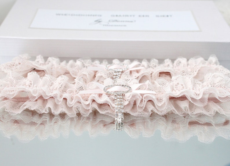 Blush Pink Lace Garter Set, Blush Pink Tulle Garter Set, Blush Pink ...