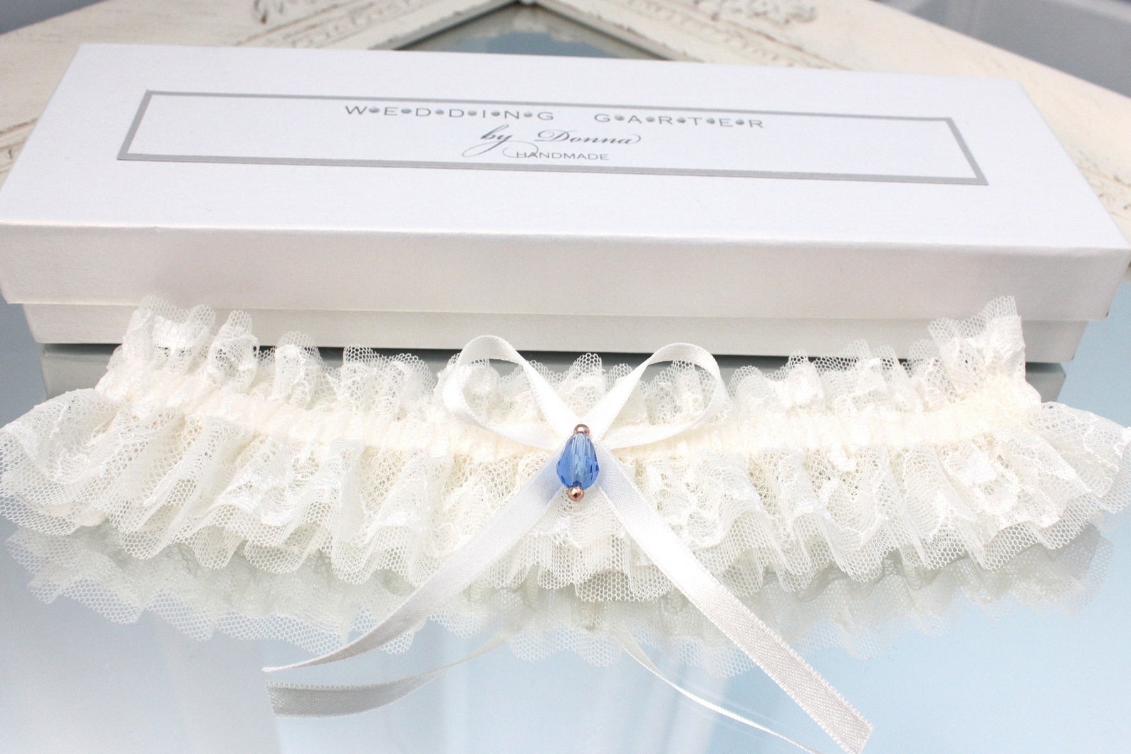Ivory Lace Wedding Garter With Something Blue Ivory Lace - Etsy