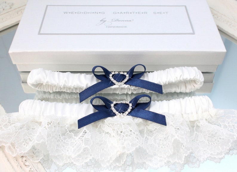 Navy Blue Wedding Garter Set, Navy Blue Garter Set, Navy Blue Wedding ...