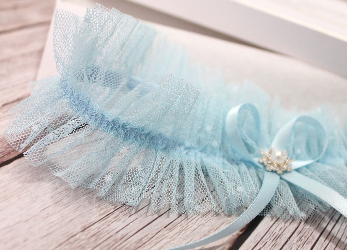 Blue tulle garter something blue for bride something blue | Etsy
