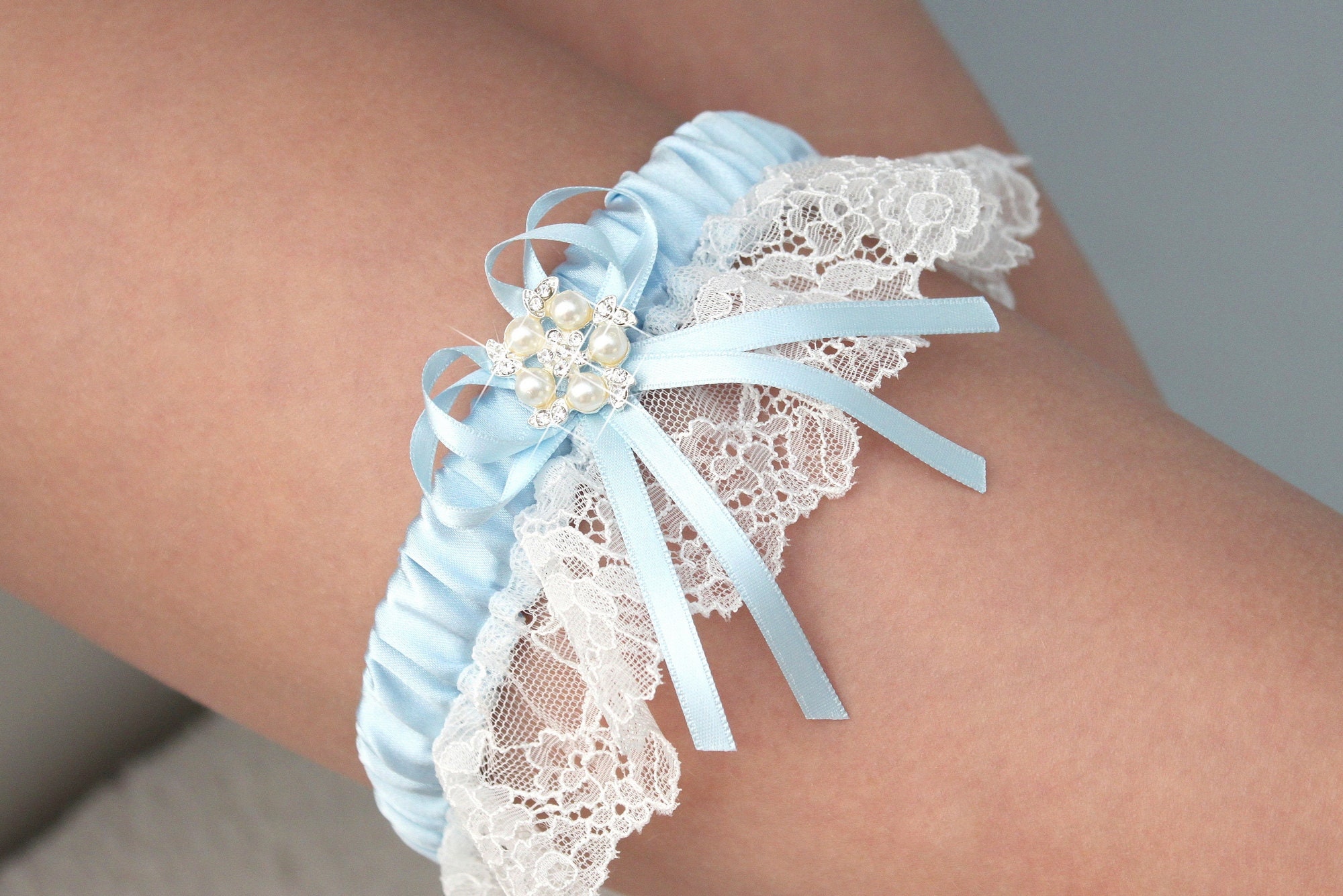 Light Blue Lace Wedding Garter, Bridal Keepsake, Something Blue - Etsy