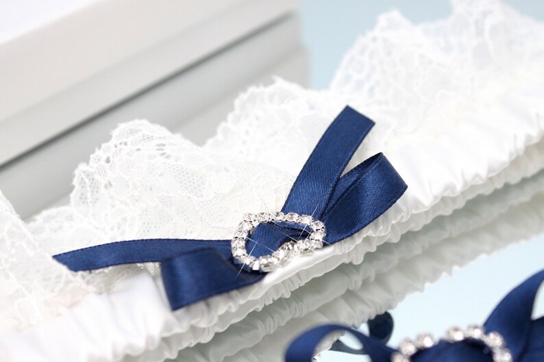 Navy Blue Wedding Garter Set, Navy Blue Garter Set, Navy Blue Wedding ...