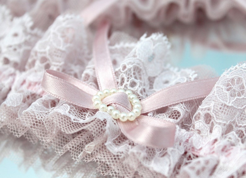 Dusty Pink Lace and Tulle Wedding Garter Set Dusty Rose Lace - Etsy