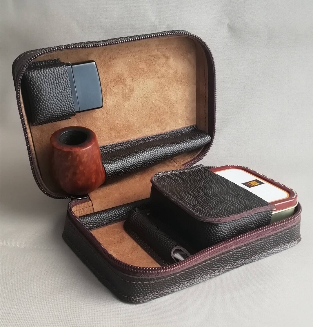 Pipe and Tobacco Travel Leather Case, Pipe Bag, Pipe Case, Pipe Holster ...