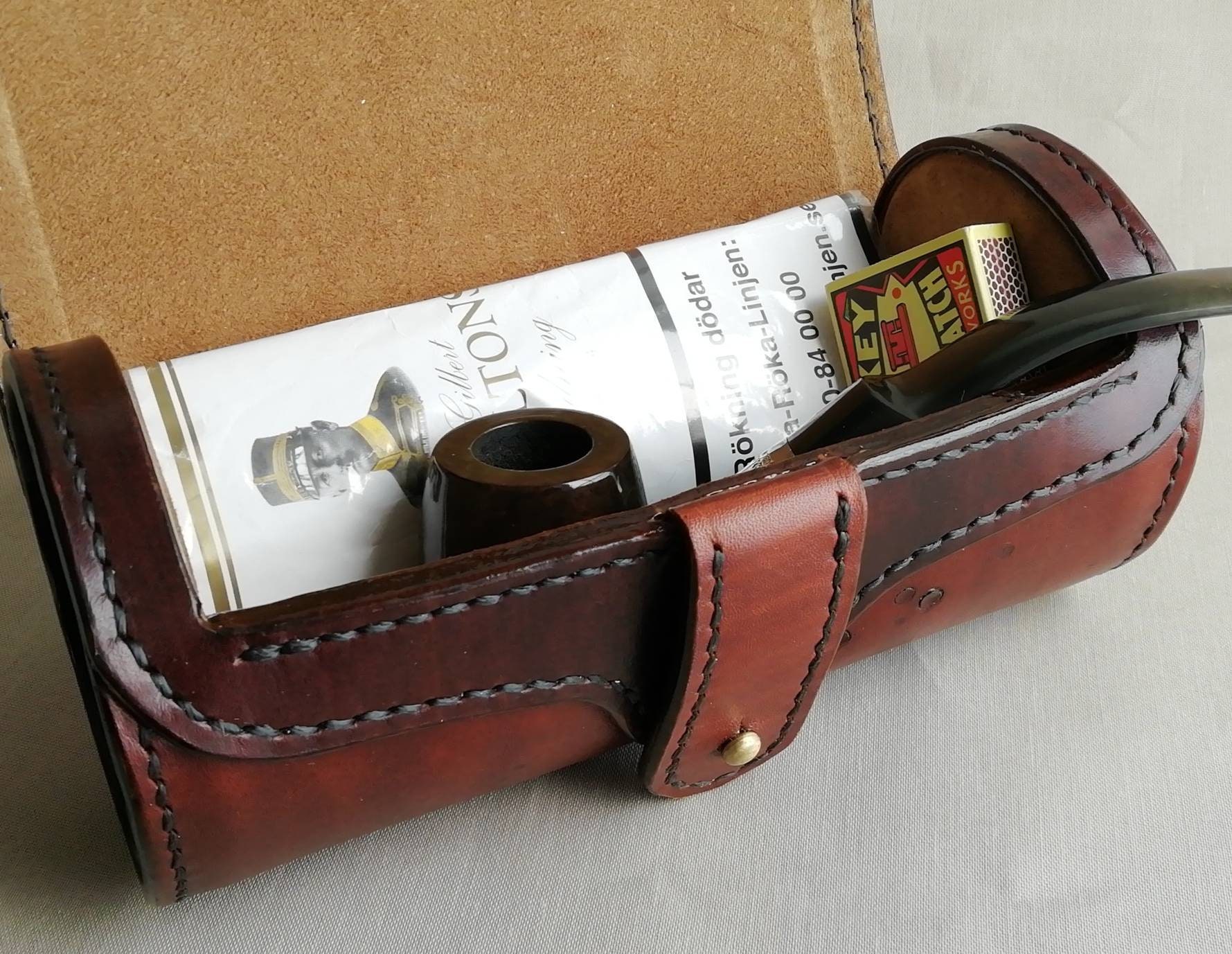 Pipe and Tobacco Leather Case, Pipe Bag, Pipe Case, Pipe Travel, Pipe ...