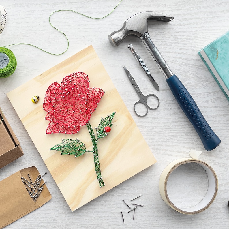 Romantic Rose - String Art Craft Kit - Letterbox Gift - Art Therapy ...