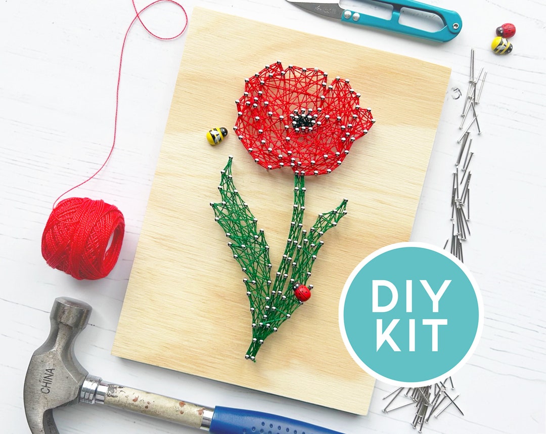 Serene Poppy - String Art Craft Kit - Letterbox Gift - Art Therapy ...