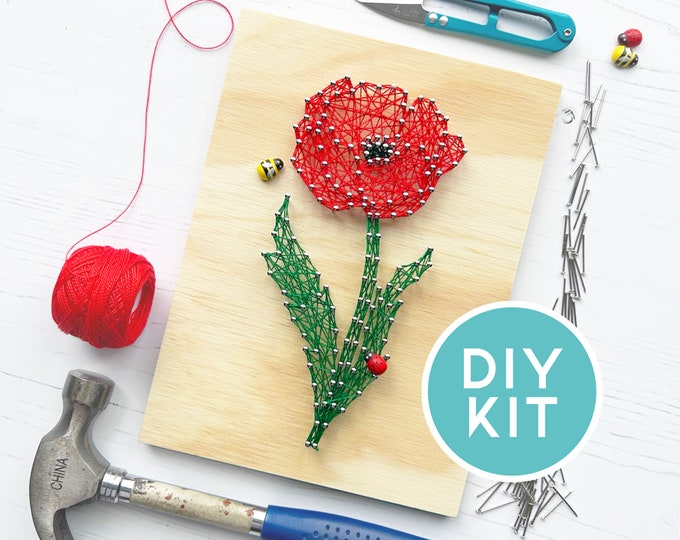 Serene Poppy - String Art Craft Kit - Letterbox Gift - Art Therapy ...