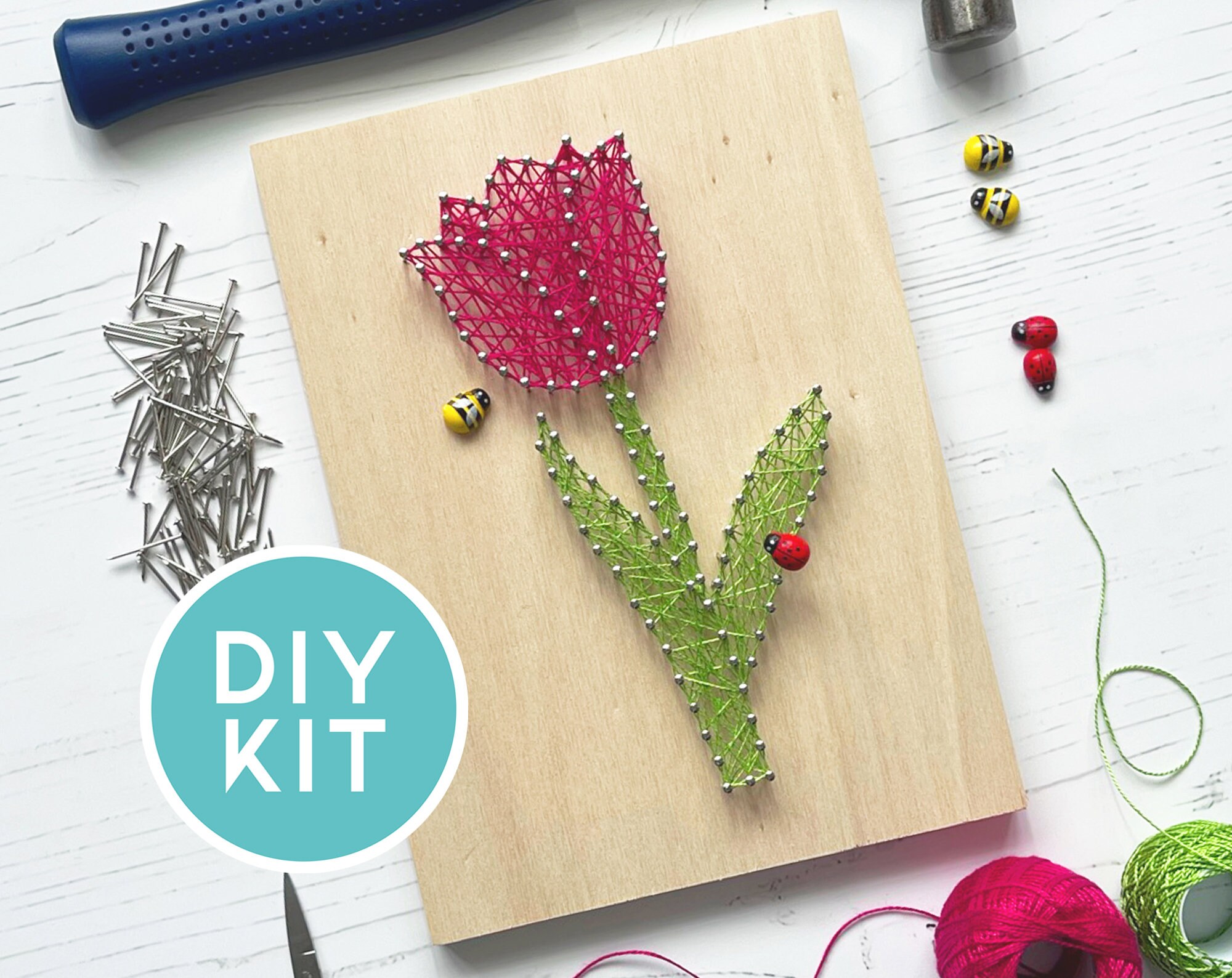 Bright Tulip String Art Craft Kit Letterbox Gift Art Therapy DIY Spring Collection for Adults ...