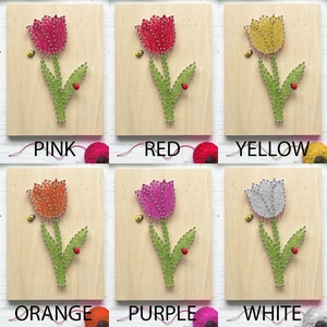 Bright Tulip String Art Craft Kit Letterbox Gift Art Therapy DIY Spring ...