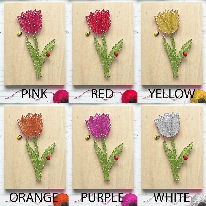 Bright Tulip String Art Craft Kit Letterbox Gift Art Therapy DIY Spring Collection for Adults ...
