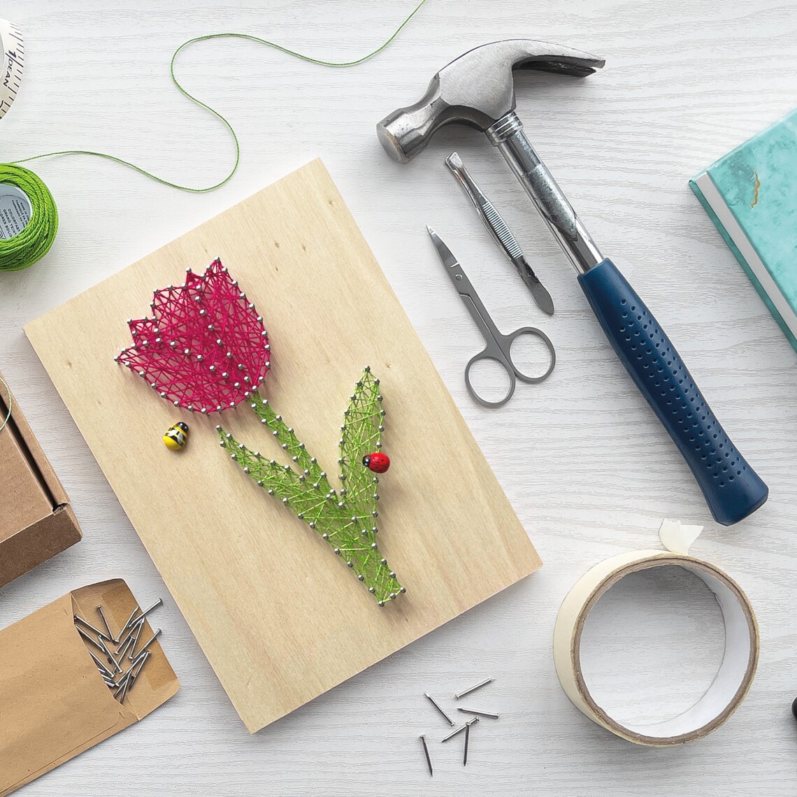 Bright Tulip String Art Craft Kit Letterbox Gift Art Therapy DIY Spring Collection for Adults ...